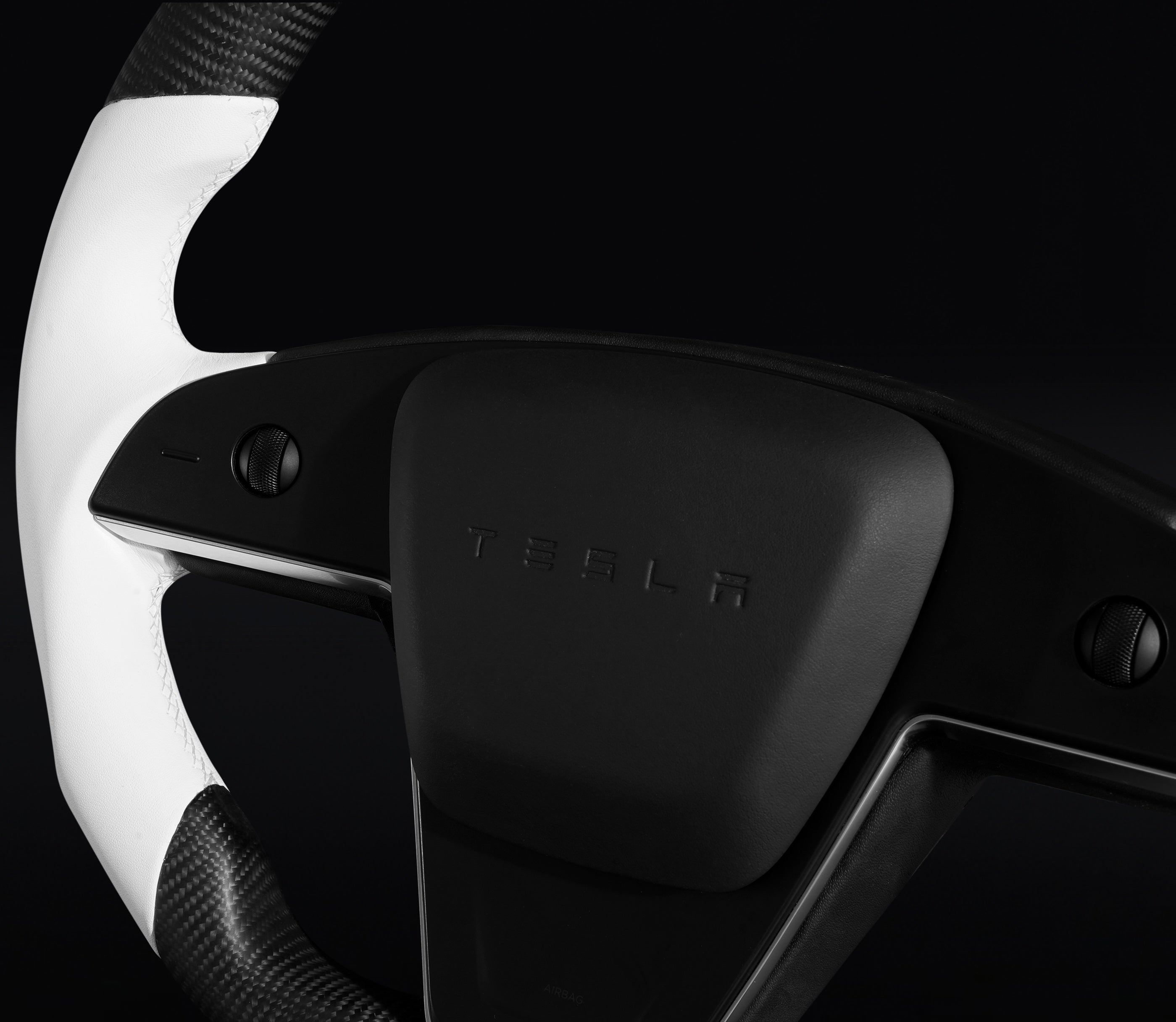 TESLA MODEL S / X / PLAID WHITE LEATHER FLAT BOTTOM STORMTROOPER MATTE ...