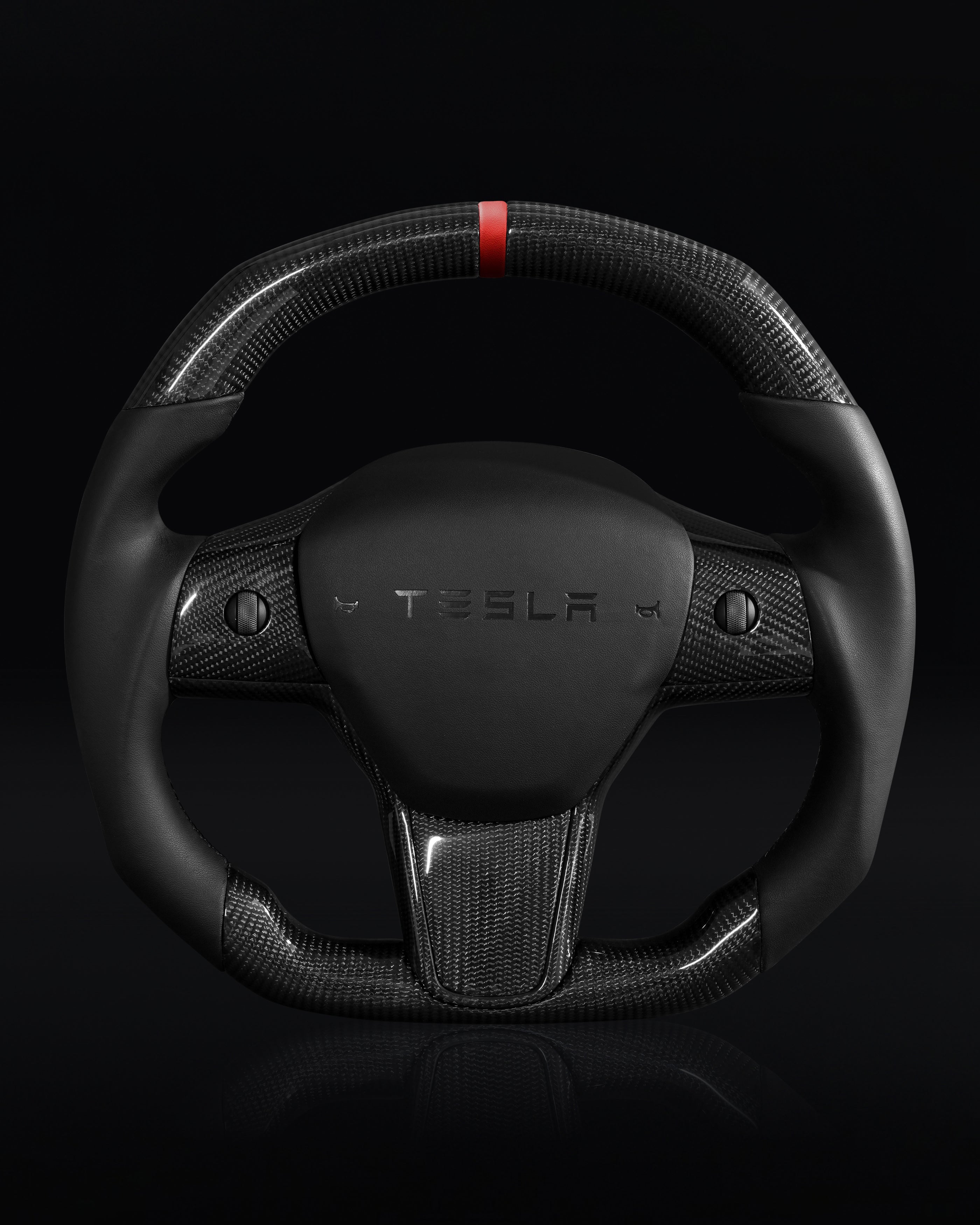 TESLA MODEL 3 / Y LEATHER FLAT BOTTOM SUPERNOVA GLOSS CARBON STEERING ...
