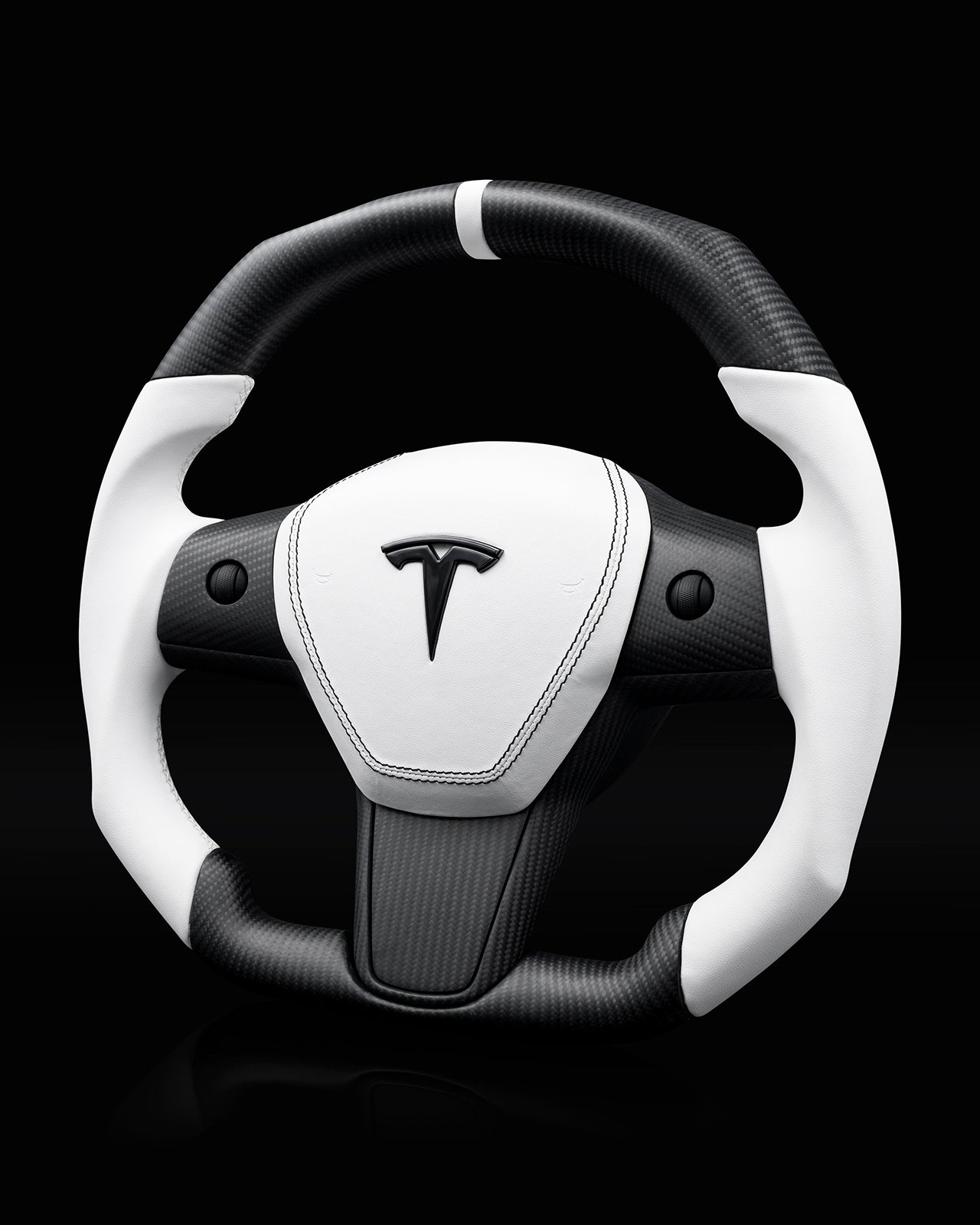 TESLA MODEL 3 / Y WHITE LEATHER FLAT BOTTOM STORMTROOPER DRY CARBON ST ...