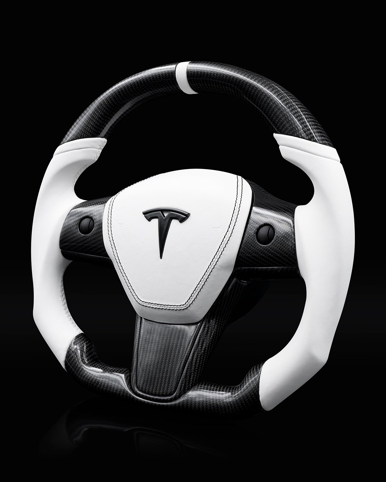TESLA MODEL 3 / Y PCH WHITE LEATHER GLOSS CARBON STEERING WHEEL – Sixth ...