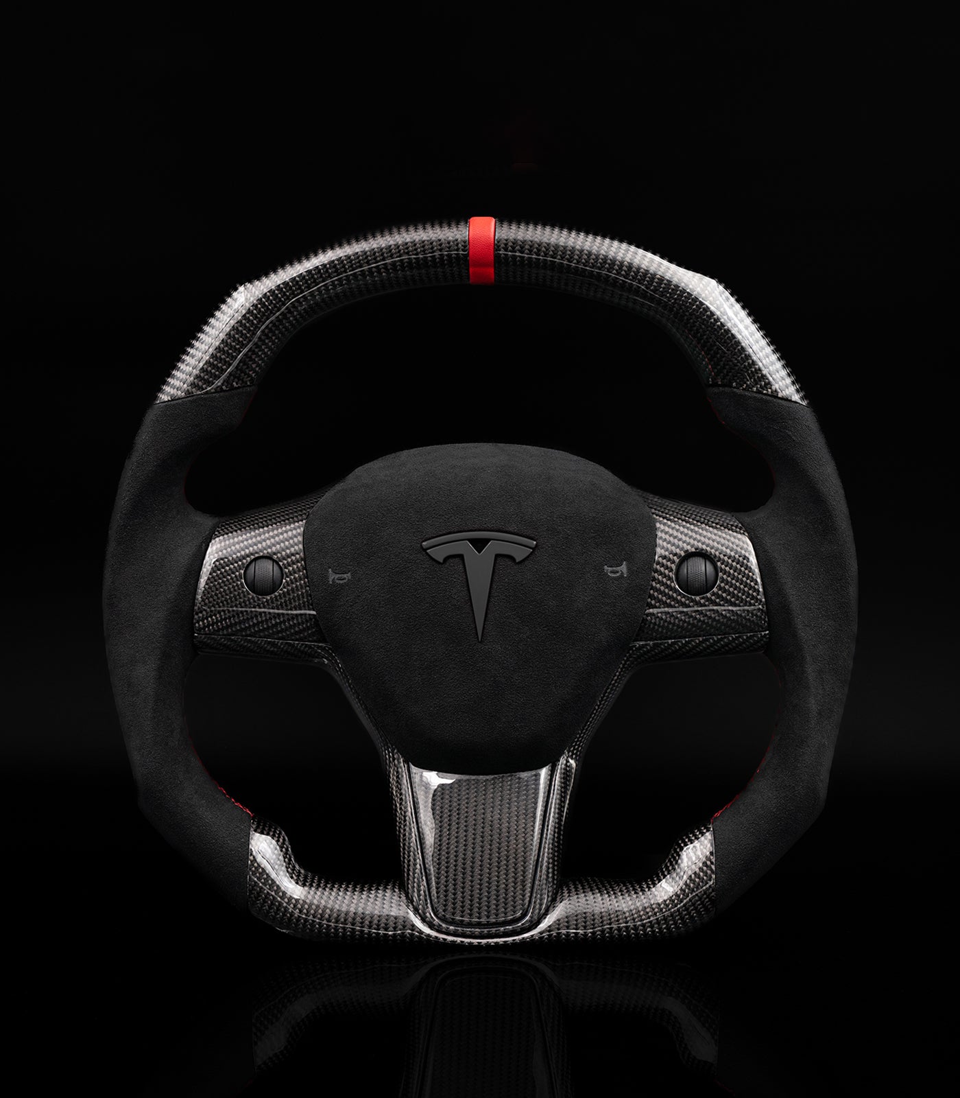 TESLA MODEL 3 / Y ALCANTARA FLAT BOTTOM SUPERNOVA GLOSS CARBON STEERIN ...